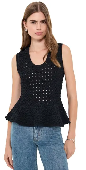PISTOLA Anna Peplum Sweater Tank - Black