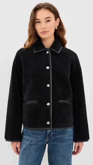 ANINE BING Camden Jacket With Faux Leather Trim