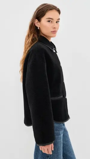 ANINE BING Camden Jacket With Faux Leather Trim