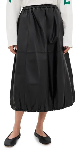 Sea Caitlin Leather Midi Skirt - Black