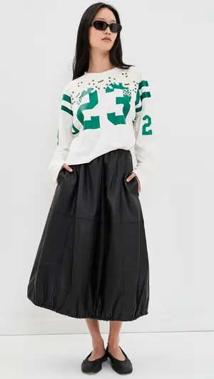 Sea Caitlin Leather Midi Skirt