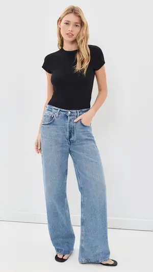 RE/DONE 60s Slim Tee Thong Bodysuit