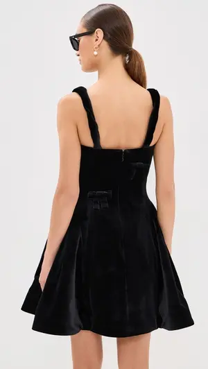 LEO LIN Ariel Velvet Bow Mini Dress