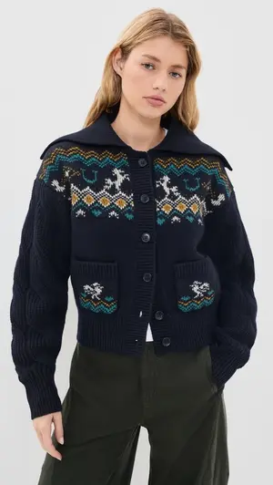 ALEMAIS Patsy Fair Isle Knit Cardigan
