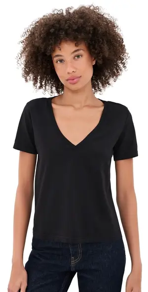 L'Agence Brianna V Neck Tee - Black
