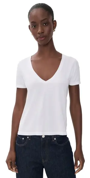 L'Agence L'AGENCE Brianna V-Neck T-Shirt White
