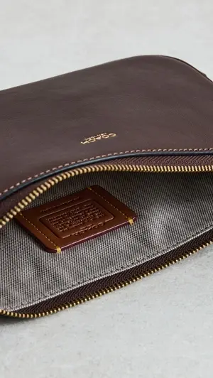 COACH Natural Grain Leather Plaza Bag
