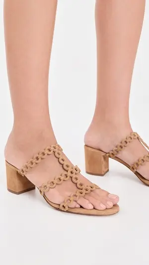 AQUAZZURA Infinity Chain Suede Mules 50mm