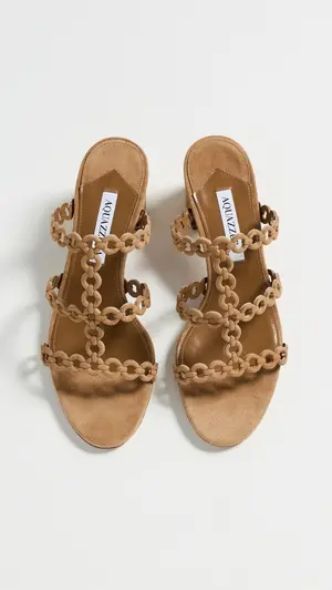 AQUAZZURA Infinity Chain Suede Mules 50mm