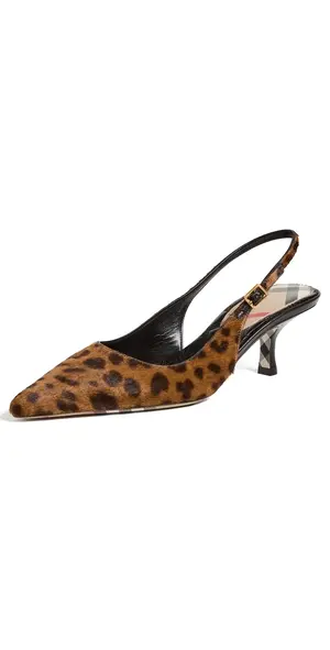 BURBERRY Fur Dame Slingback Kitten Heels 55