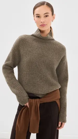 Le Kasha Verbier Cashmere Ribbed Mock Neck Sweater