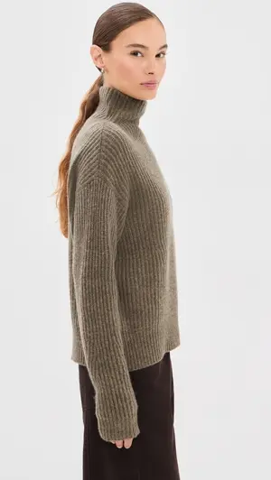 Le Kasha Verbier Cashmere Ribbed Mock Neck Sweater