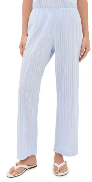 Donni. Eyelet Pop Simple Crop Pants Stripe Pattern - Cloud