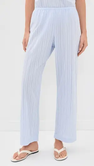 Donni. Eyelet Pop Simple Crop Pants Stripe Pattern