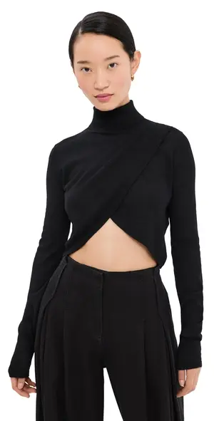 Le Kasha Cashmere Wrap Turtleneck Sweater - Black