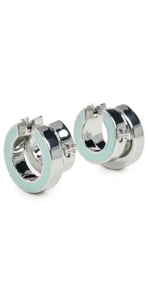 Tory Burch Kira Enamel Double Hoop Earrings - Tory Silver / Mint