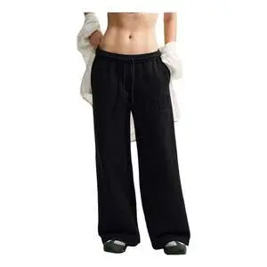 Nike Studio Fleece Medium Weight Mid-rise Wide-leg Pants - Total Black
