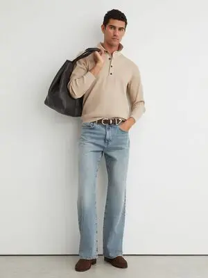 REISS Admiral Ribbed Half-button Polo Shirt