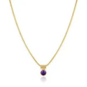 SET & STONES Ellie Birthstone Necklace February - Gold