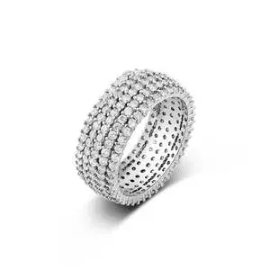 SHYMI Shymi Pave Cigar Ring With Cubic Zirconia Silver