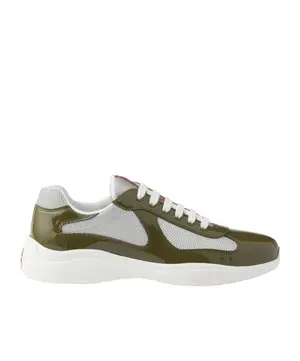 Prada Patent Leather And Technical Fabric America's Cup Sneakers - White