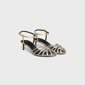 Celine Triomphe Sandal In Laminated Calfskin