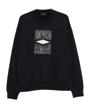 Emporio Armani Logo-embroidered Zip-slit Sweater