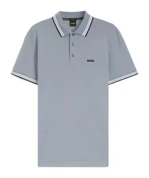 Hugo Boss Paddy Logo-embroidered Tipped Polo Shirt - Grey