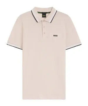 Hugo Boss Logo-embroidered Tipped Polo Shirt - Light Pink