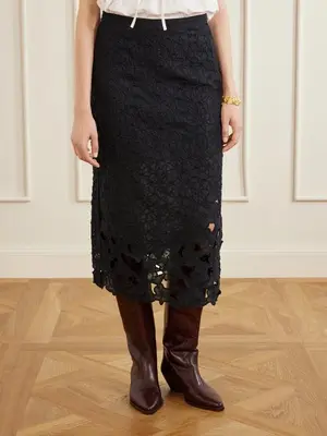 Isabel Marant Étoile Ryesha Embroidered Midi Skirt - Black