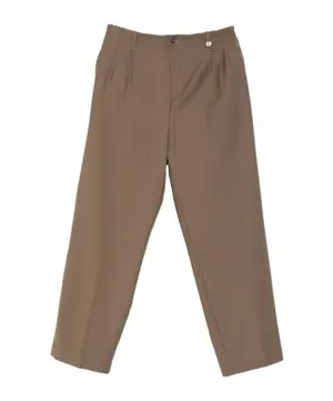 MYTHS Pleated-front Straight-leg Trousers - Brown