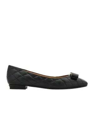 FERRAGAMO Quilted Ballet Flats With Vara Bow Detail