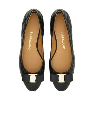 FERRAGAMO Quilted Ballet Flats With Vara Bow Detail
