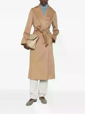Max Mara Belted Shawl-collar Coat - Neutrals