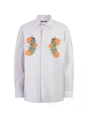 Roberto Cavalli Embroidered-detail Stripe Shirt - White