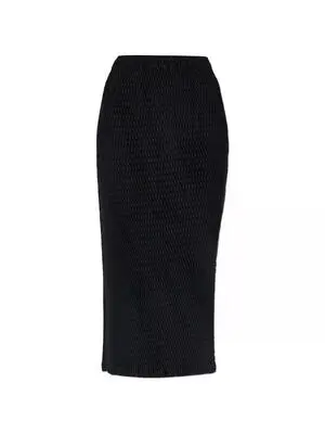 Issey Miyake Pleated Effect Side Slit Midi Skirt