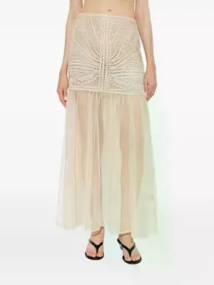 Ulla Johnson Crochet-knit Tulle Maxi Skirt