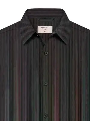 PERCIVAL Vertical-stripe Short-sleeve Shirt - Brown