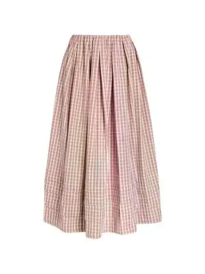 Faithfull The Brand Cales Paloma Check Pleated Midi Skirt - Brown