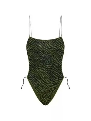 Oseree Zebra Print Lurex One-piece Swimsuit