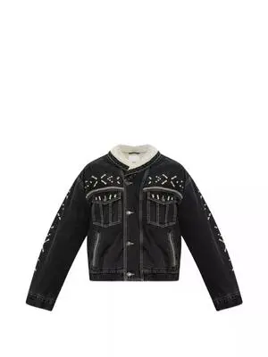 MARANT Jackson Embroidered Denim Jacket With Shearling Collar