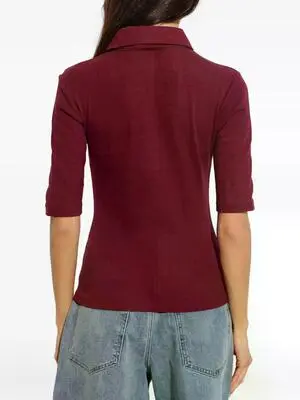 GESTUZ Ribbed-knit Polo Shirt - Red