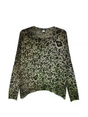 Avant Toi Leopard Print Crew Neck Sweater