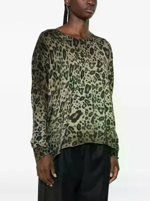 Avant Toi Leopard Print Crew Neck Sweater