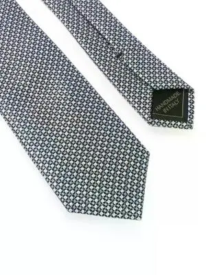 Brioni Geometric-print Silk Tie - Blue