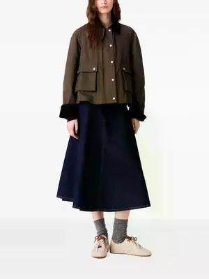 Maje Corduroy Trim Press-stud Jacket With Quilted Gilet - Brown