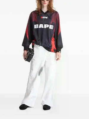 A BATHING APE Ape Flame Monogram-jacquard Football Jersey