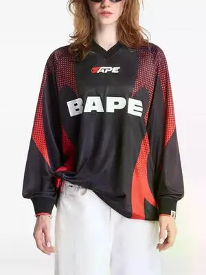 A BATHING APE Ape Flame Monogram-jacquard Football Jersey