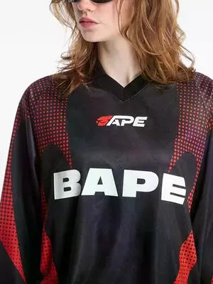 A BATHING APE Ape Flame Monogram-jacquard Football Jersey