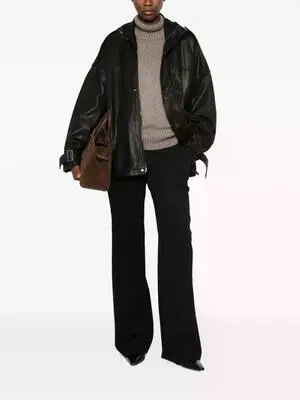 GIORGIO BRATO Buckled-cuff Leather Coat